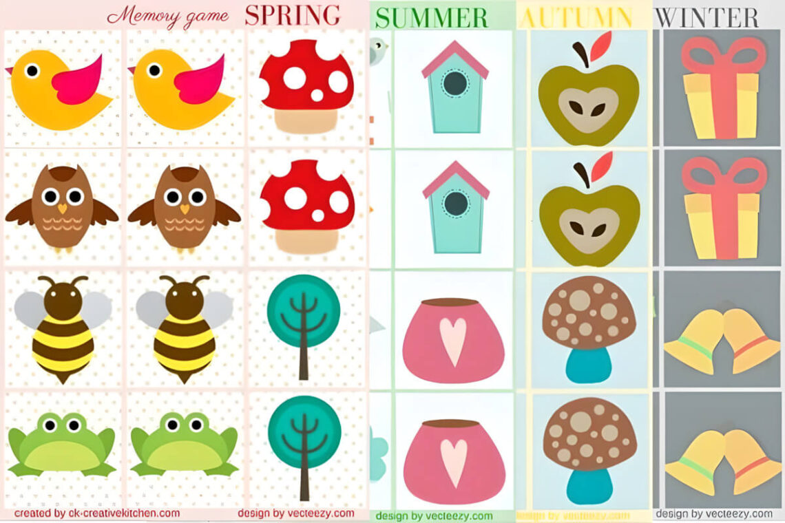 Seasons - Memory Game- Free Printables - Creative Kitchen