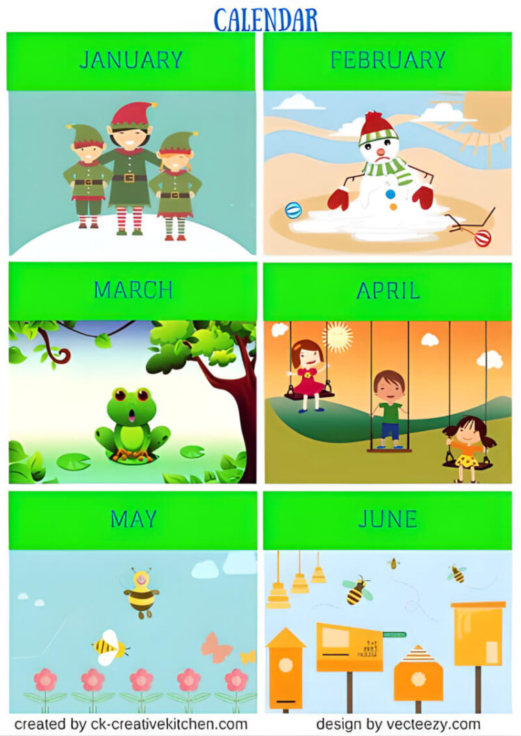 Calendar Month - Flash Card - Free Printables - Creative Kitchen