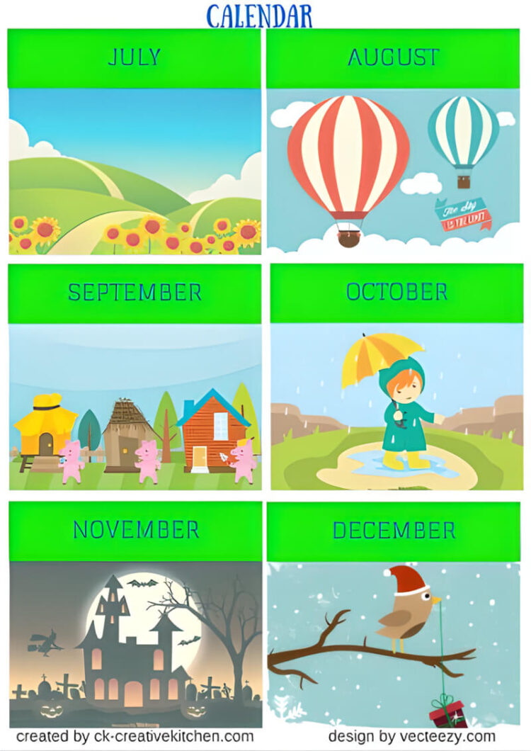 Calendar Month - Flash Card - Free Printables - Creative Kitchen