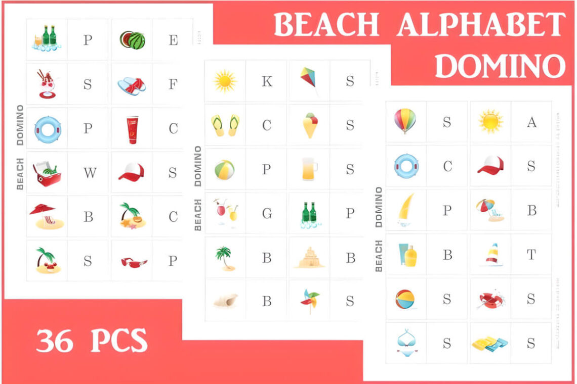 Beach - Alphabet Dominoes - Free Printables - Creative Kitchen