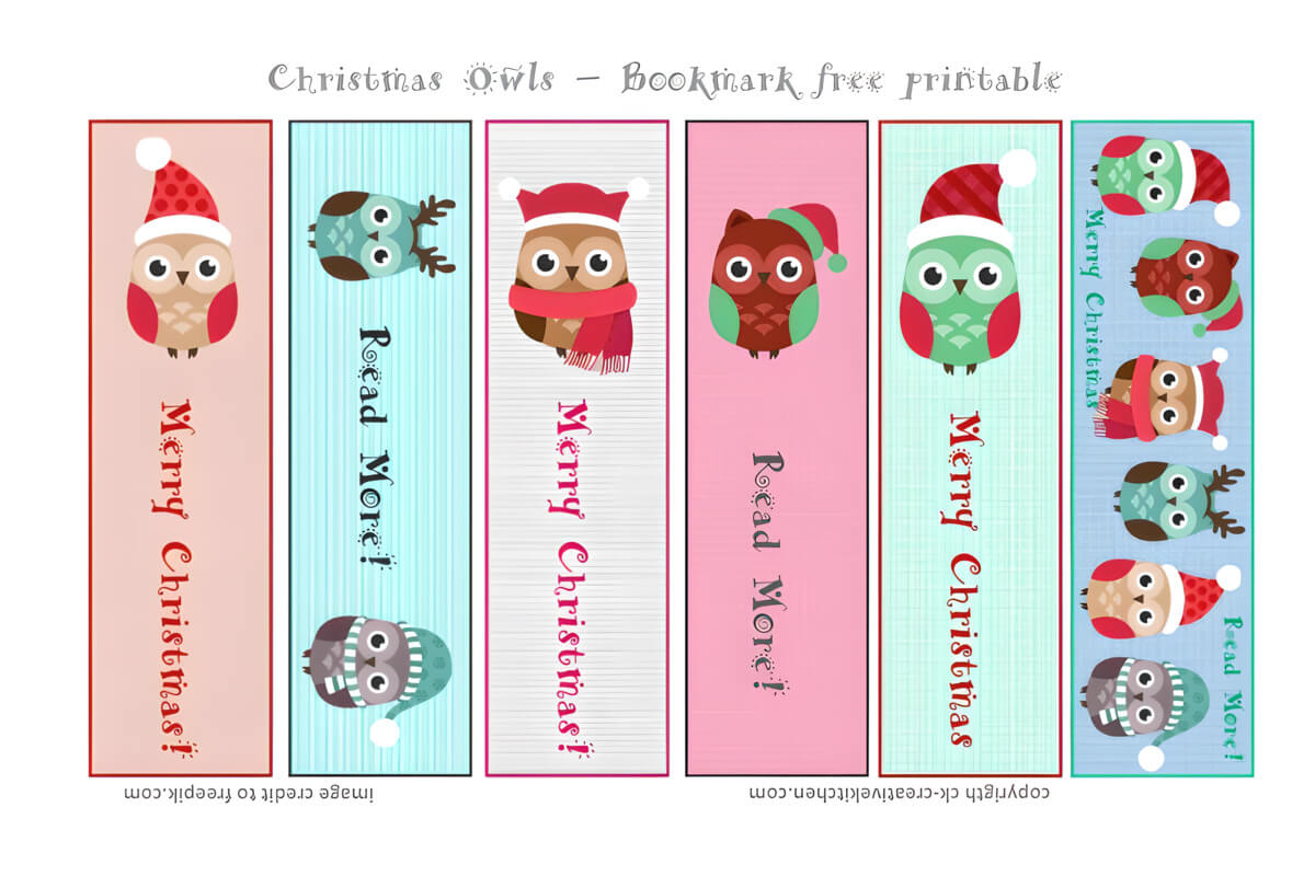 Christmas Owls Bookmark - Free Printables - Creative Kitchen