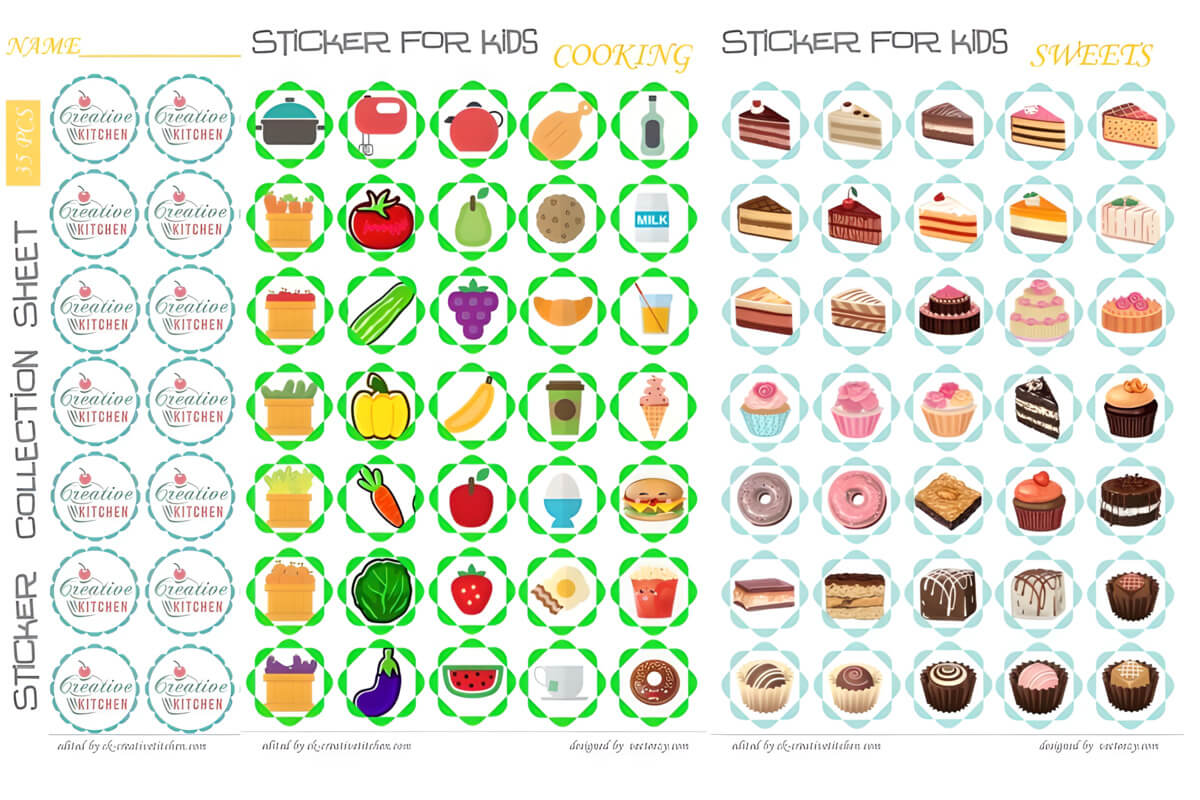 Cooking And Sweets - Reward Sticker - Free Printables - Creative Kitchen