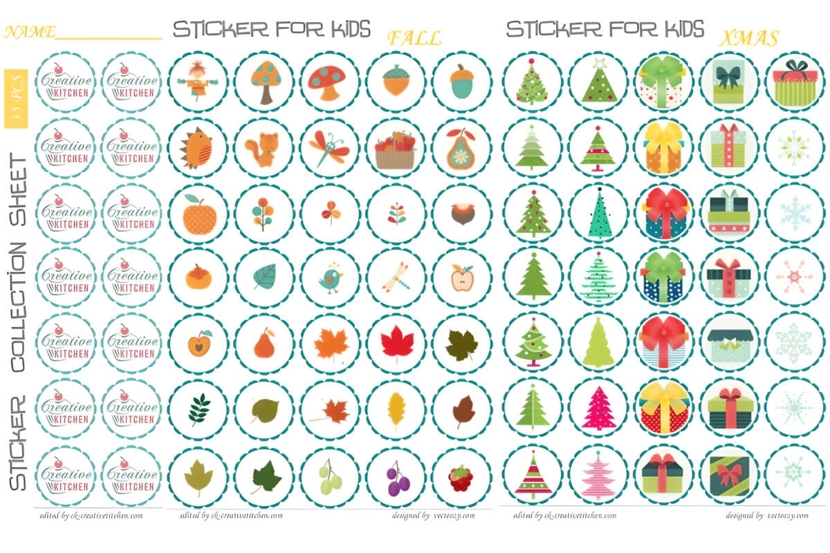 Fall And Xmas - Reward Sticker - Free Printables - Creative Kitchen