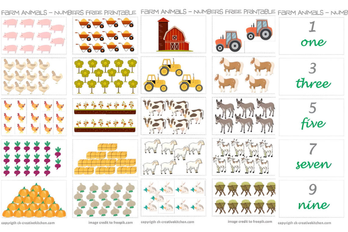 Farm Animals - Numbers - Free Printables - Creative Kitchen