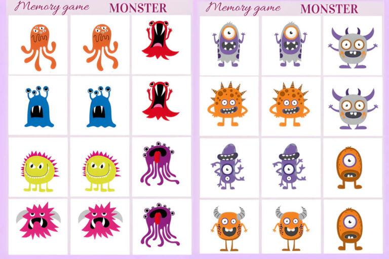 Monster - Memory Game - Free Printables - Creative Kitchen