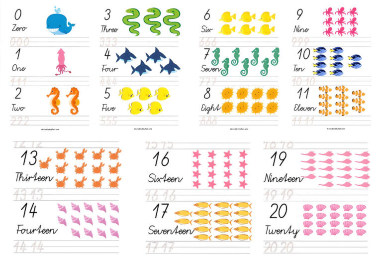 Ocean And Sea Animals - Numbers - Free Printables - Creative Kitchen