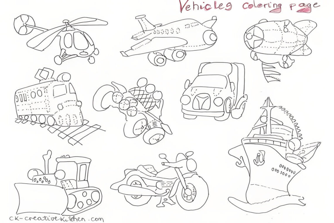 Vehicles Coloring Pages - Creative Kitchen
