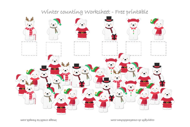 Winter Polar Bear Counting Worksheet - Free Printables - Creative Kitchen