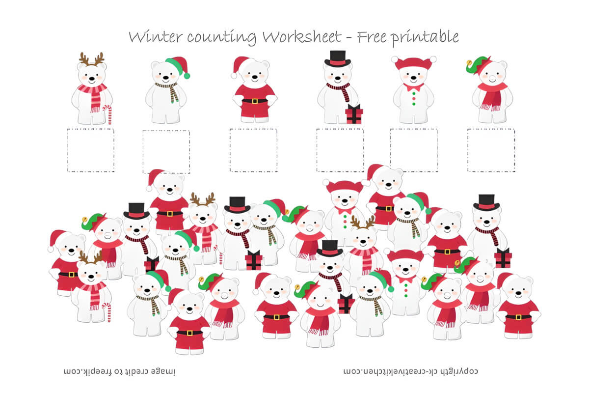 Winter Polar Bear Counting Worksheet - Free Printables - Creative Kitchen