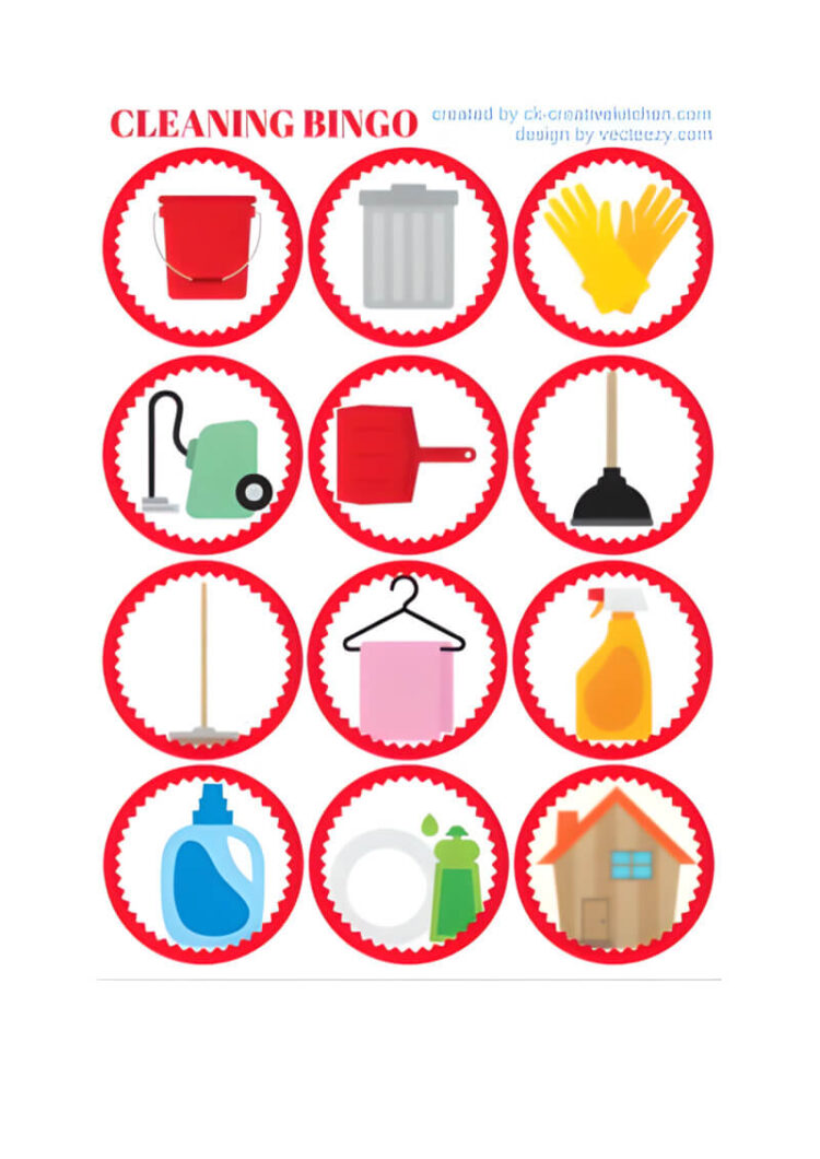 Cleaning - Bingo Card - Free Printables - Creative Kitchen