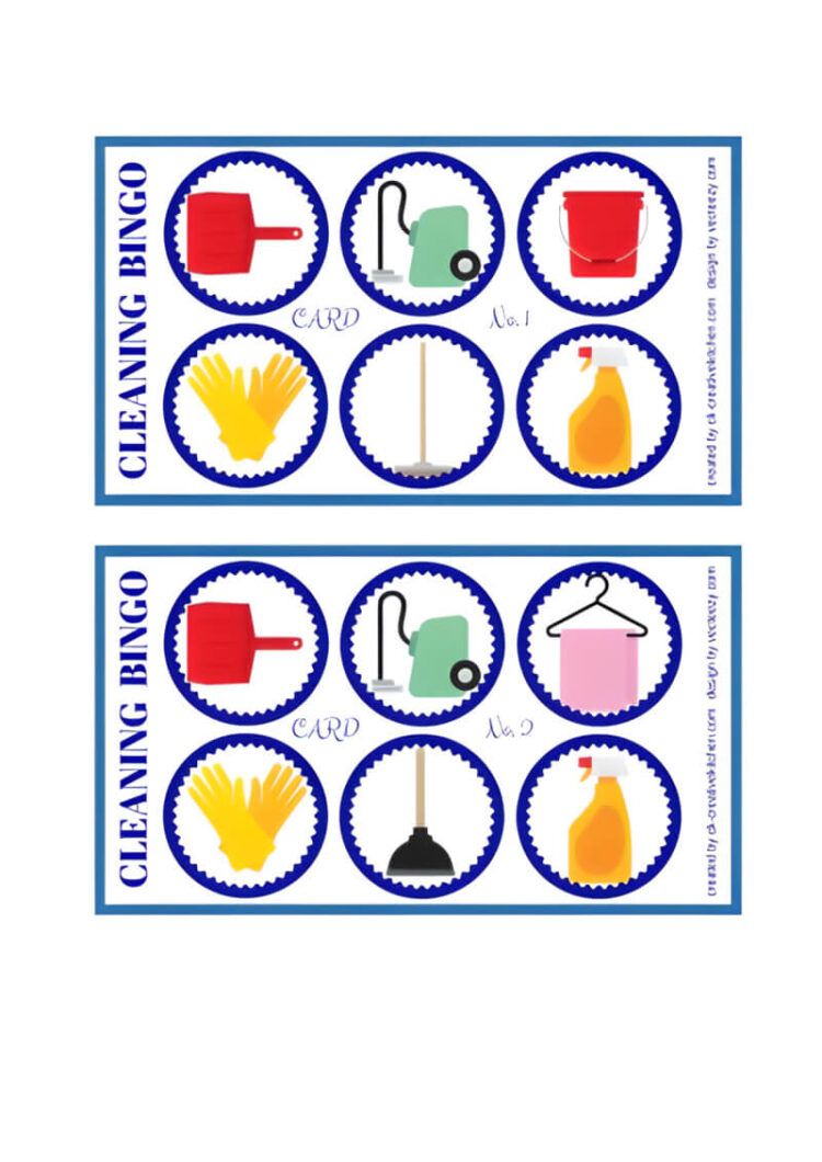 Cleaning - Bingo Card - Free Printables - Creative Kitchen