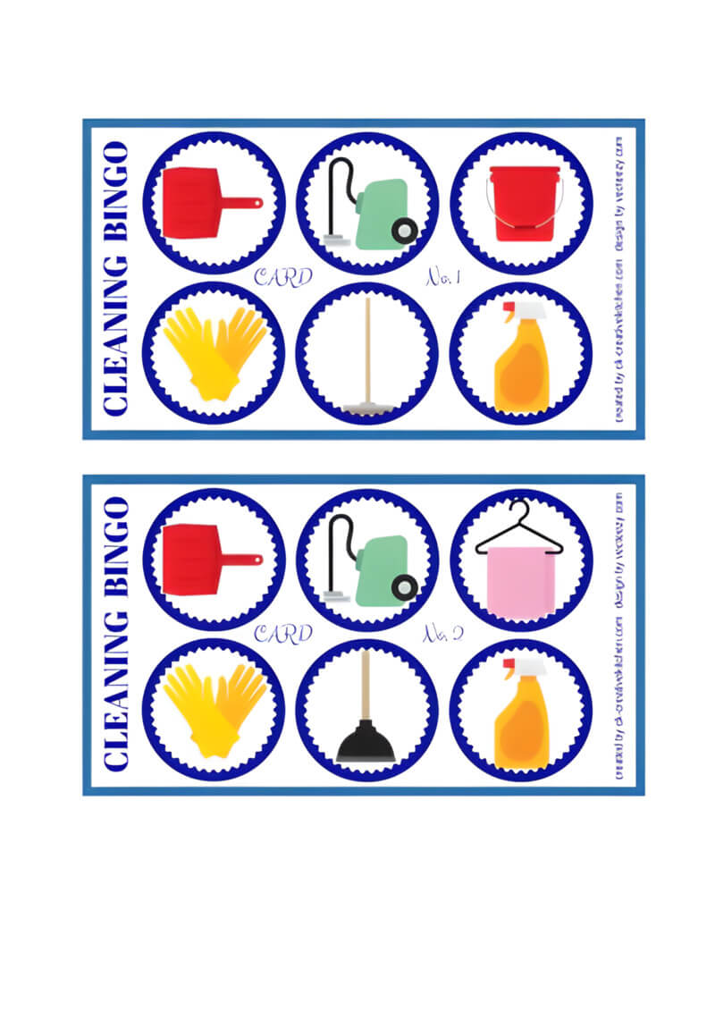 Cleaning - Bingo Card - Free Printables - Creative Kitchen