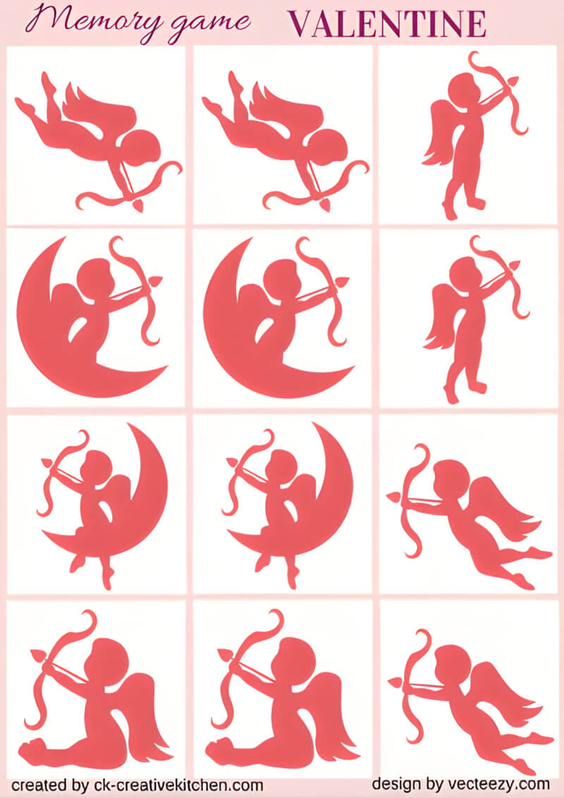 Valentine Day - Memory Game - Free Printables - Creative Kitchen