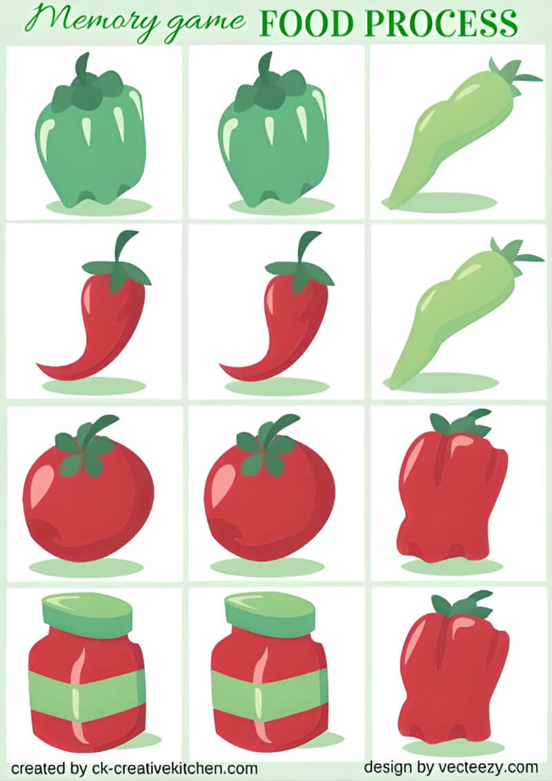 Food Processing - Memory Game - Free Printables - Creative Kitchen