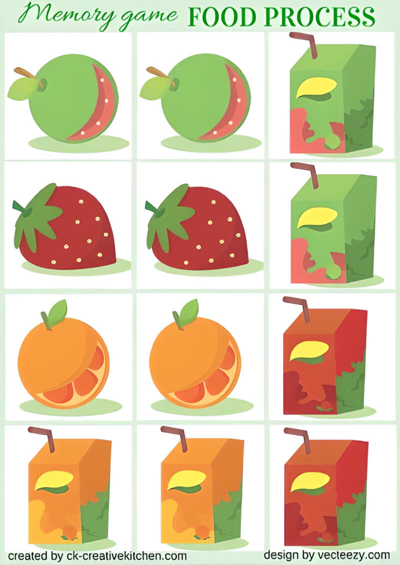 Food Processing - Memory Game - Free Printables - Creative Kitchen