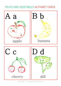 Fruits And Vegetables - Alphabet Cards - Free Printables - Creative Kitchen