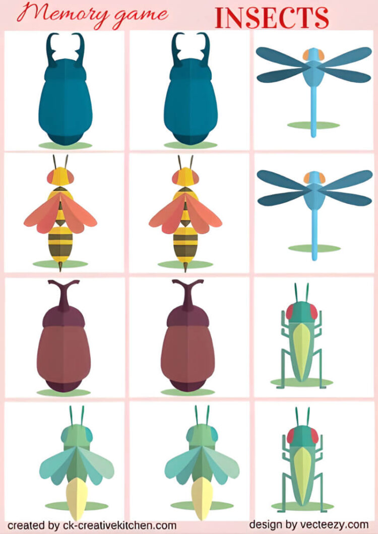 Insects - Memory Game - Free Printables - Creative Kitchen