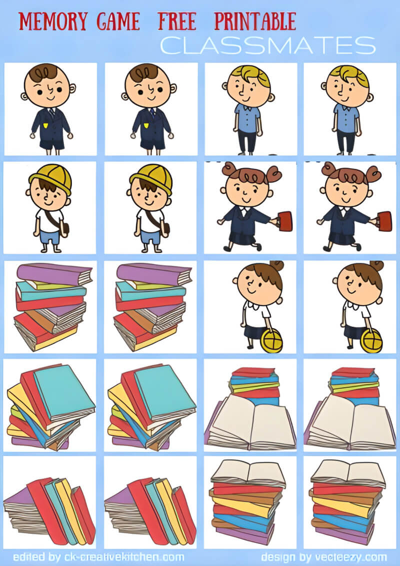 School - Memory Game - Free Printables - Creative Kitchen