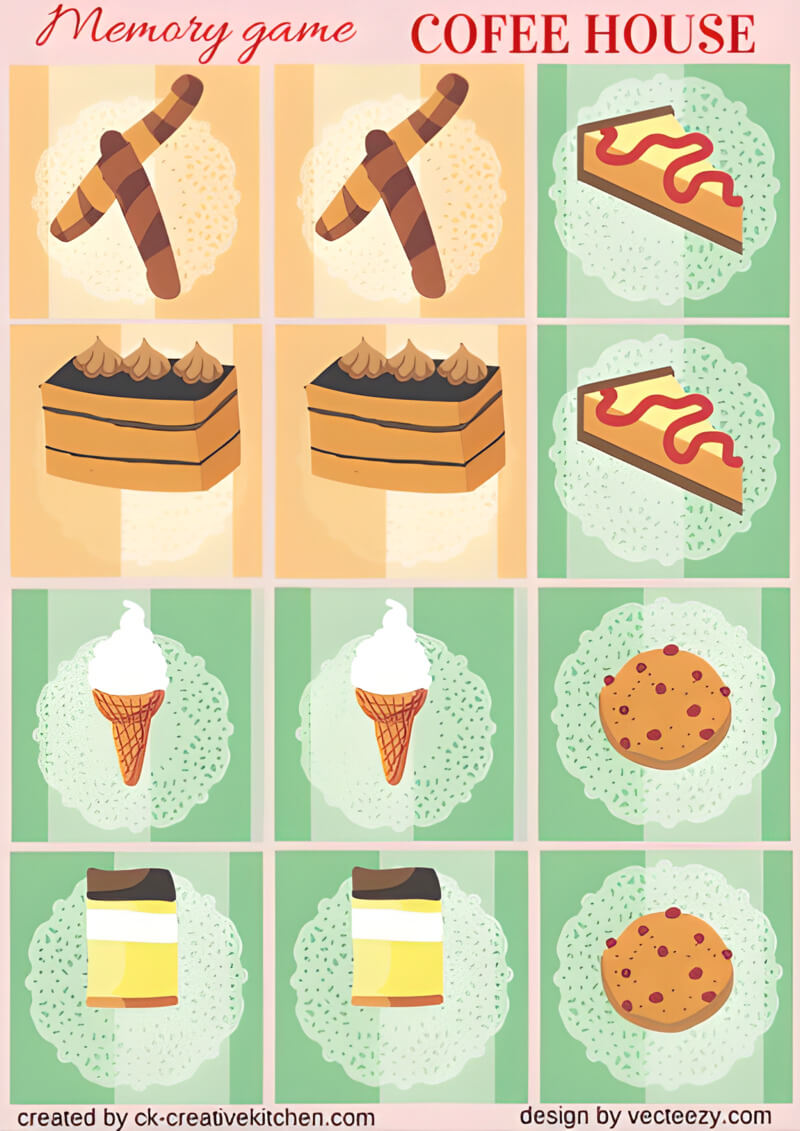 Coffee House- Memory Game - Free Printables - Creative Kitchen