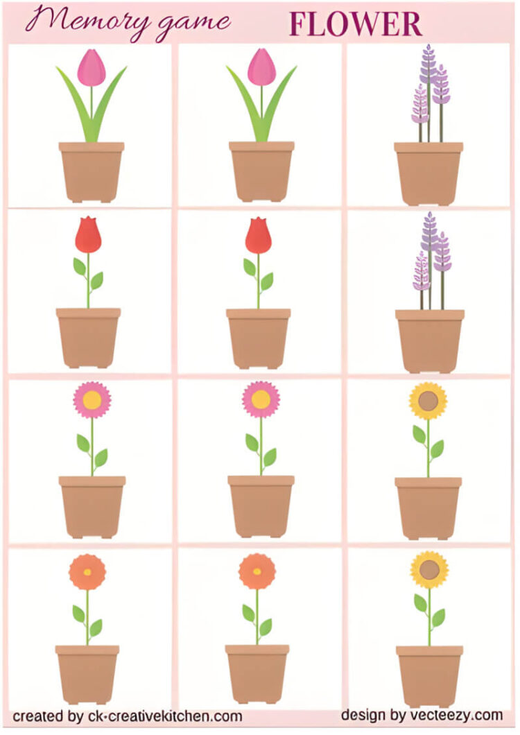 Flower - Memory Game - Free Printables - Creative Kitchen