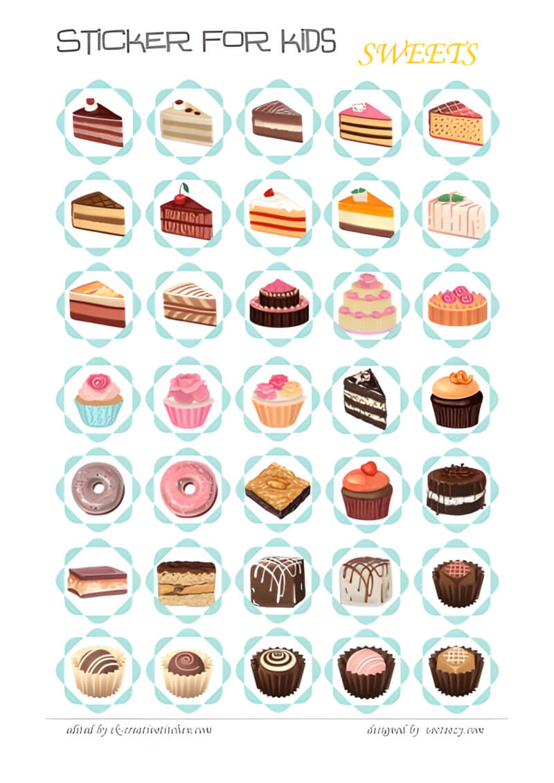 Cooking And Sweets - Reward Sticker - Free Printables - Creative Kitchen