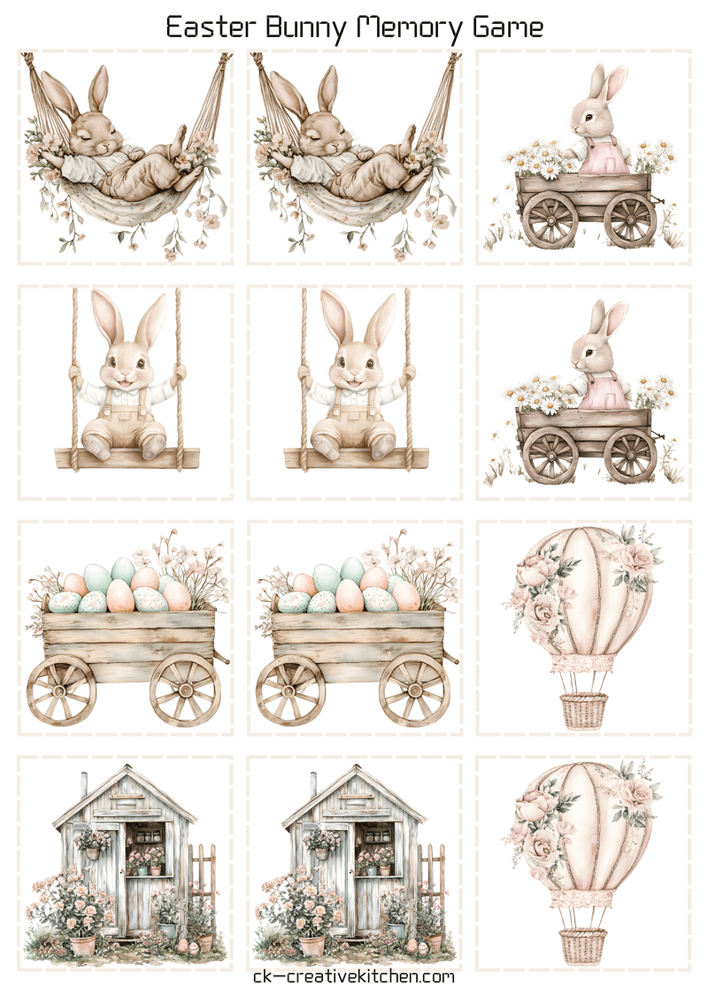 Easter Bunny - Memory Game - Free Printables - Creative Kitchen